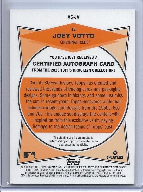 2023 TOPPS BROOKLYN PURPLE JOEY VOTTO AUTOGRAPH AUTO #D/10 CINCINNATI ...
