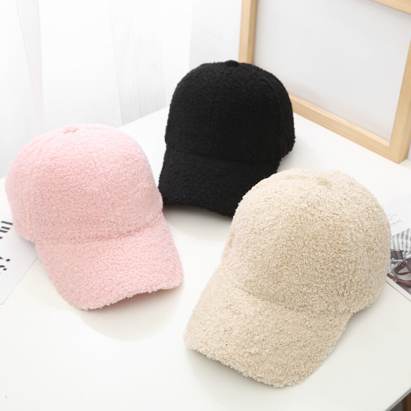 Fuzzy Baseball Cap Fashion Designer Outdoor Winter Travel Adjustable ...