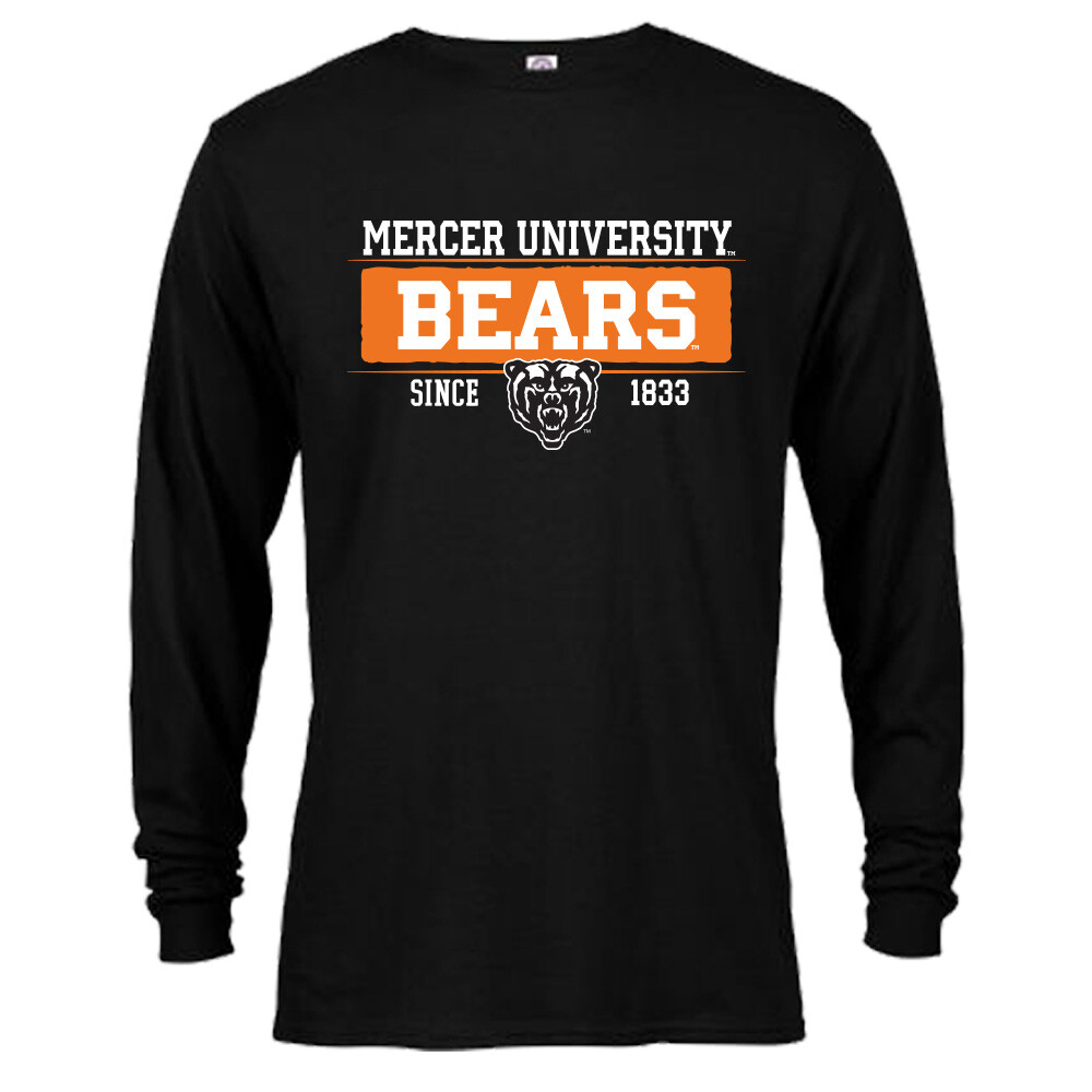 Mercer University Bears MU Since 1833 Bar Mascot Logo Long Sleeve T ...