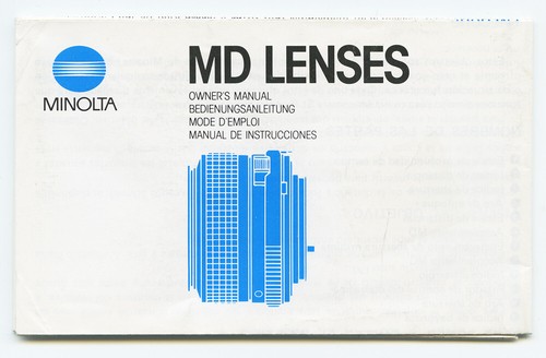 Minolta MD Lenses Owner's Manual - Large Fold Out | eBay