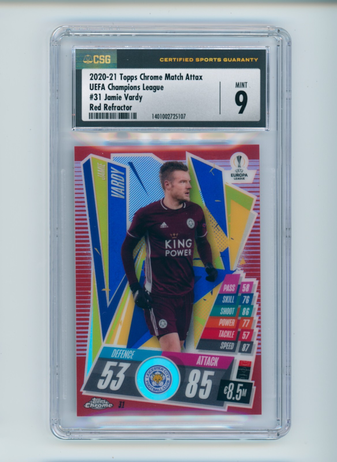 2020-21 Topps Chrome Match Attax UCL - Red Refractor #31 Jamie Vardy /5 ...