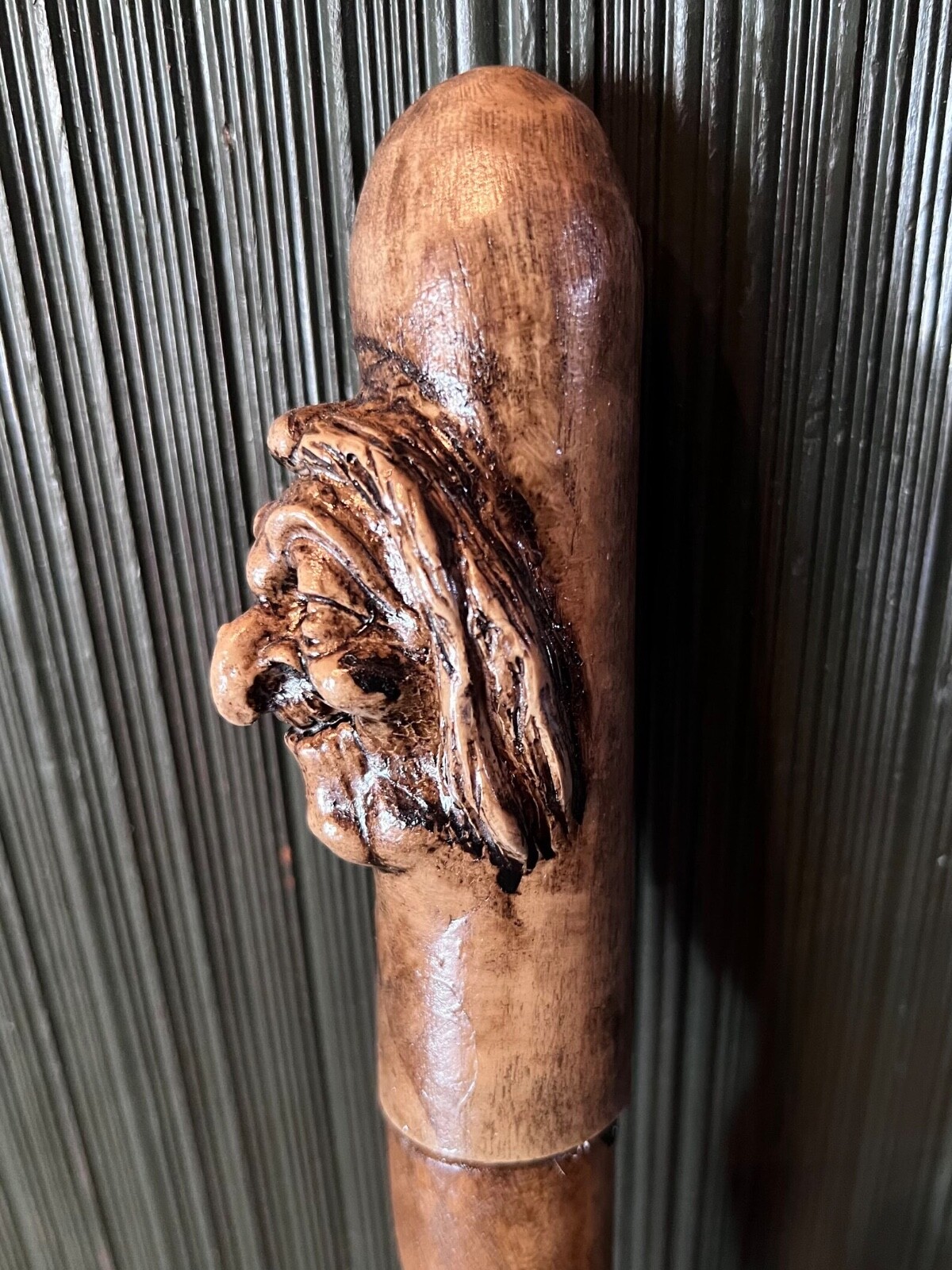 Baba Yaga Craggy Gnarled Old Woman Face on a Hand Carved Spiral Walking ...
