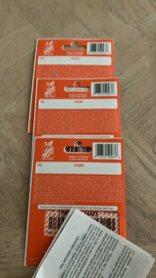 New $300 Total Home Depot Gift Cards USPS Priority (Physical Cards Only ...