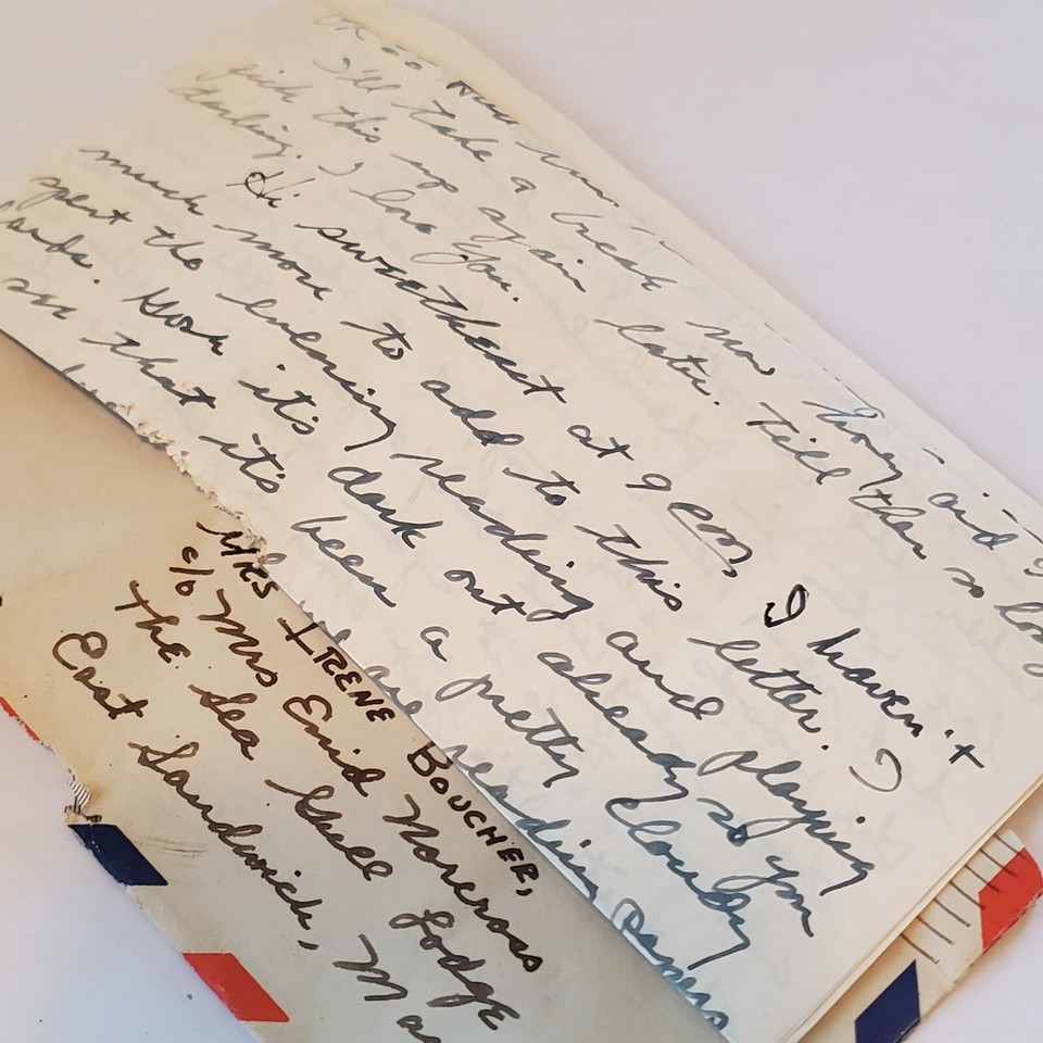 Handwritten Love Letter World War 2 WWII Southbridge MA 1944 1945 1940 ...