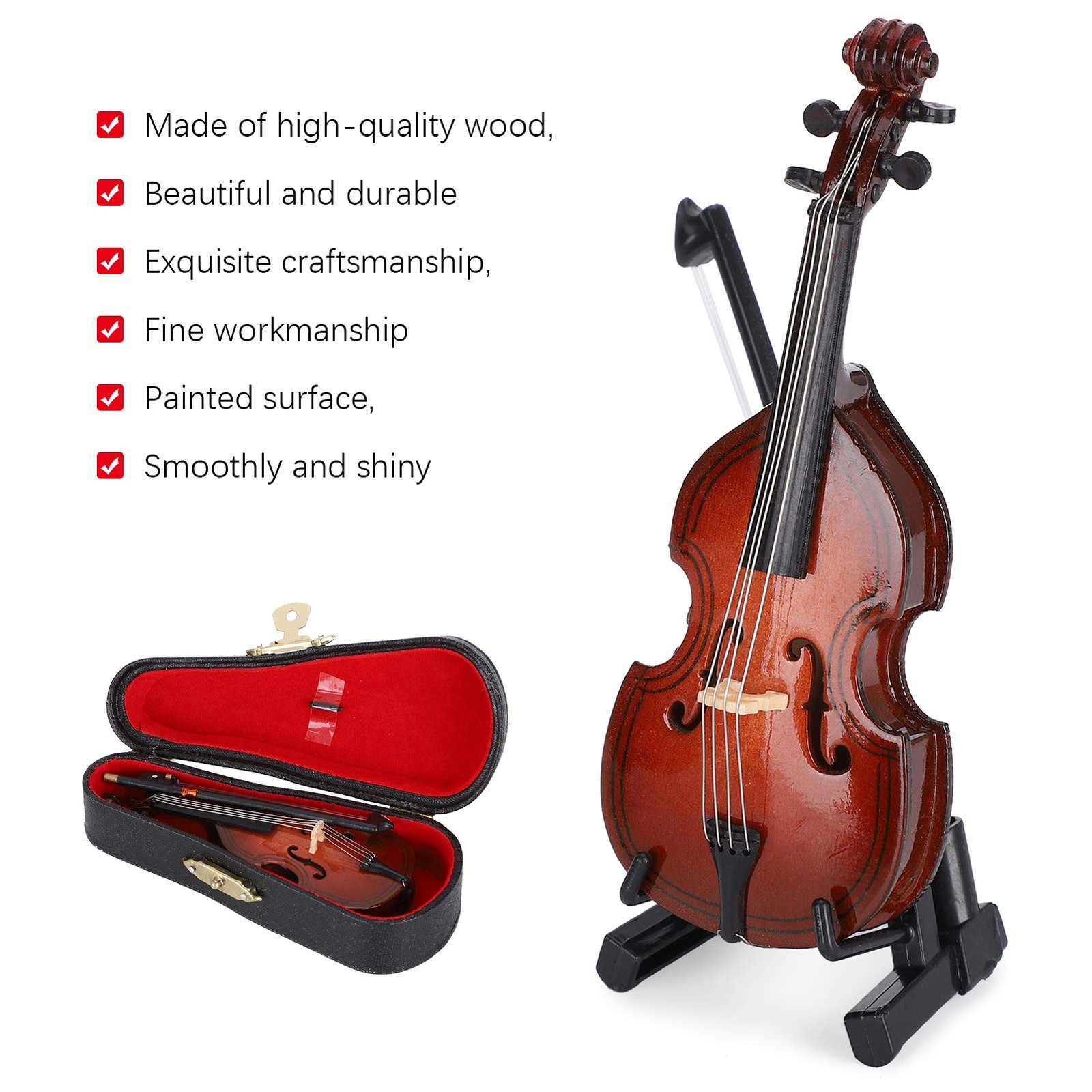 Miniature Double Bass, Wooden Miniature Musical Instrument, Replica ...