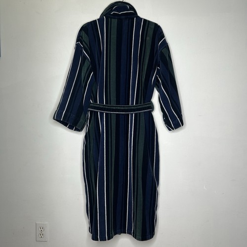 Vintage Striped Nautica Sleepwear Terry Cloth Robe Men’s One Size Green ...
