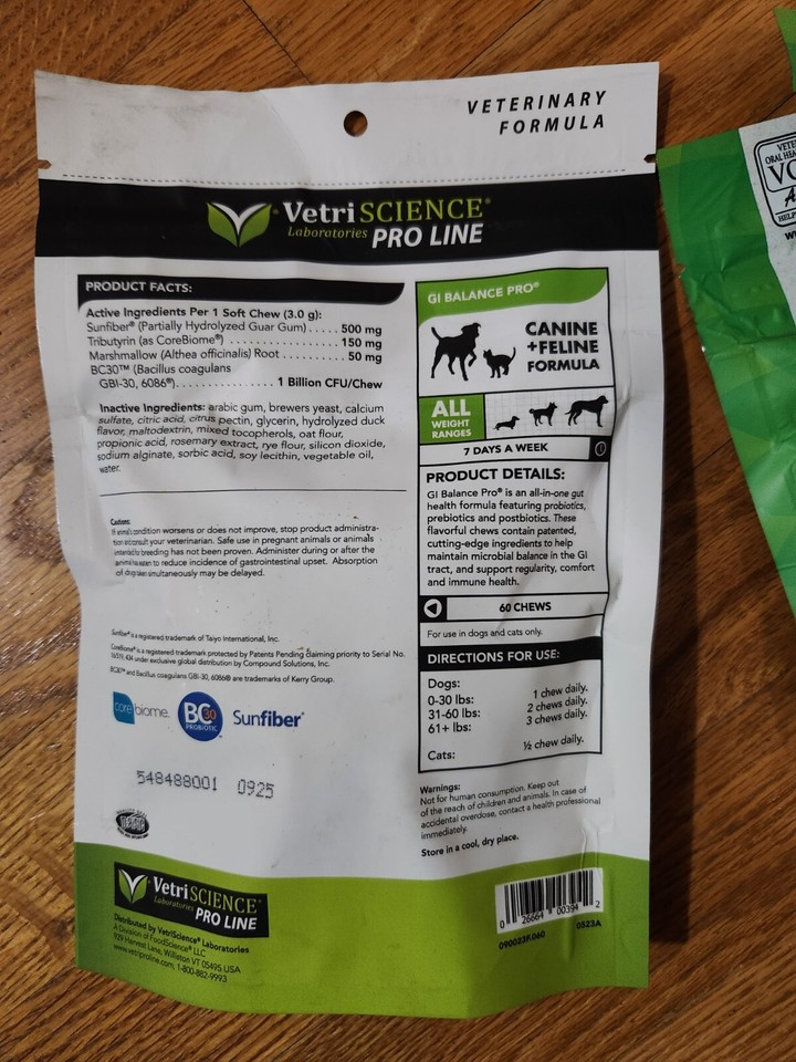 VetriScience - GI BALANCE PRO Supplement for Dogs & Cats 60 CHEWS | eBay