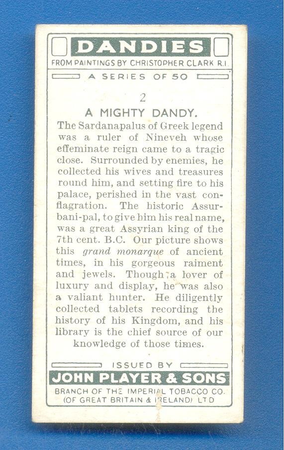 DANDIES.No.2.A MIGHTY DANDY.PLAYERS CIGARETTE CARD 1932 | eBay