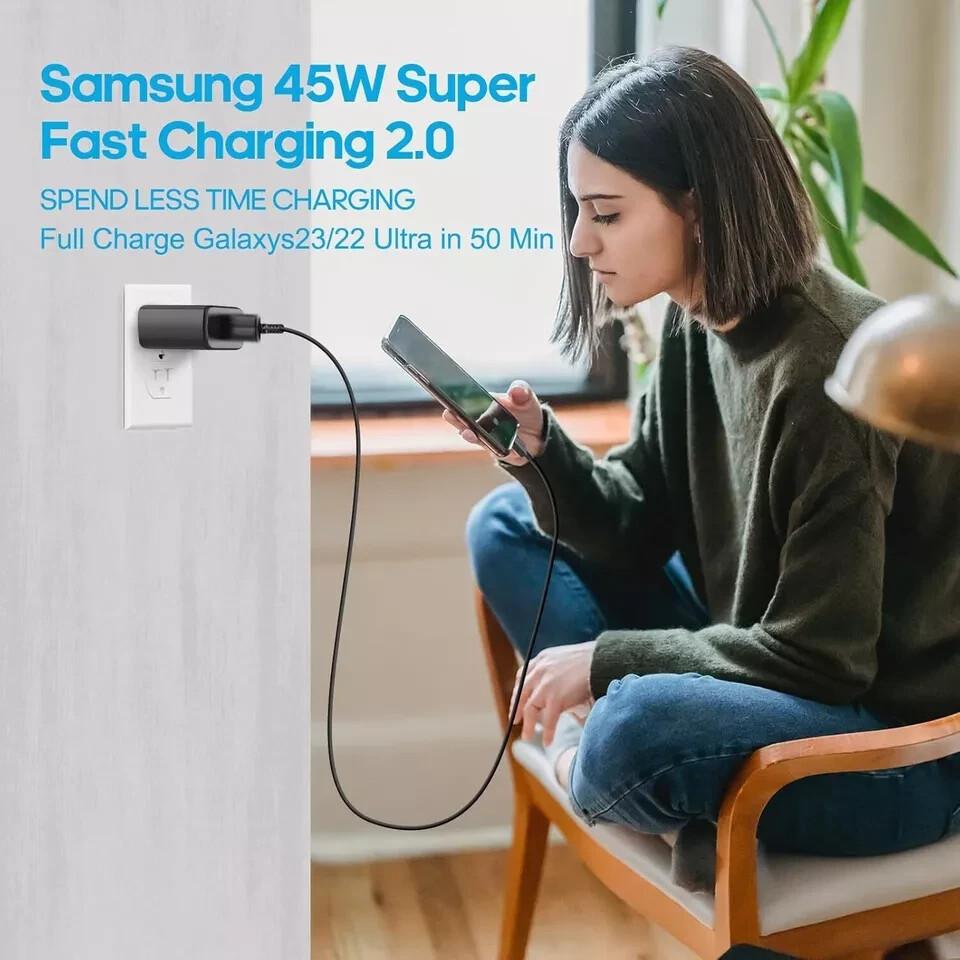 NEW Samsung Galaxy 45 Watts USB-C Super Fast Charging Wall Charger ...