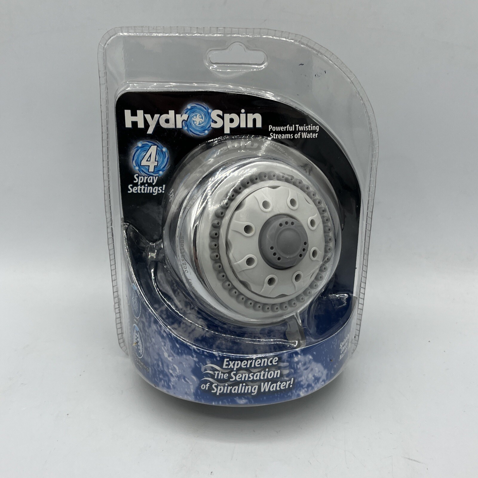 HydroSpin 4 Spray Pattern Stream Shower Head Chrome Easy Install Twist ...