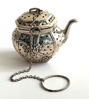 Vintage Sterling Silver Tea Infuser Kettle Cherry Blossom Tree ...