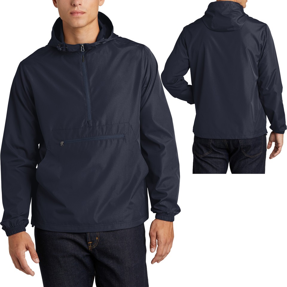 Mens Weather Fighting Packable Hooded Anorak Wind Jacket Pullover XS ...