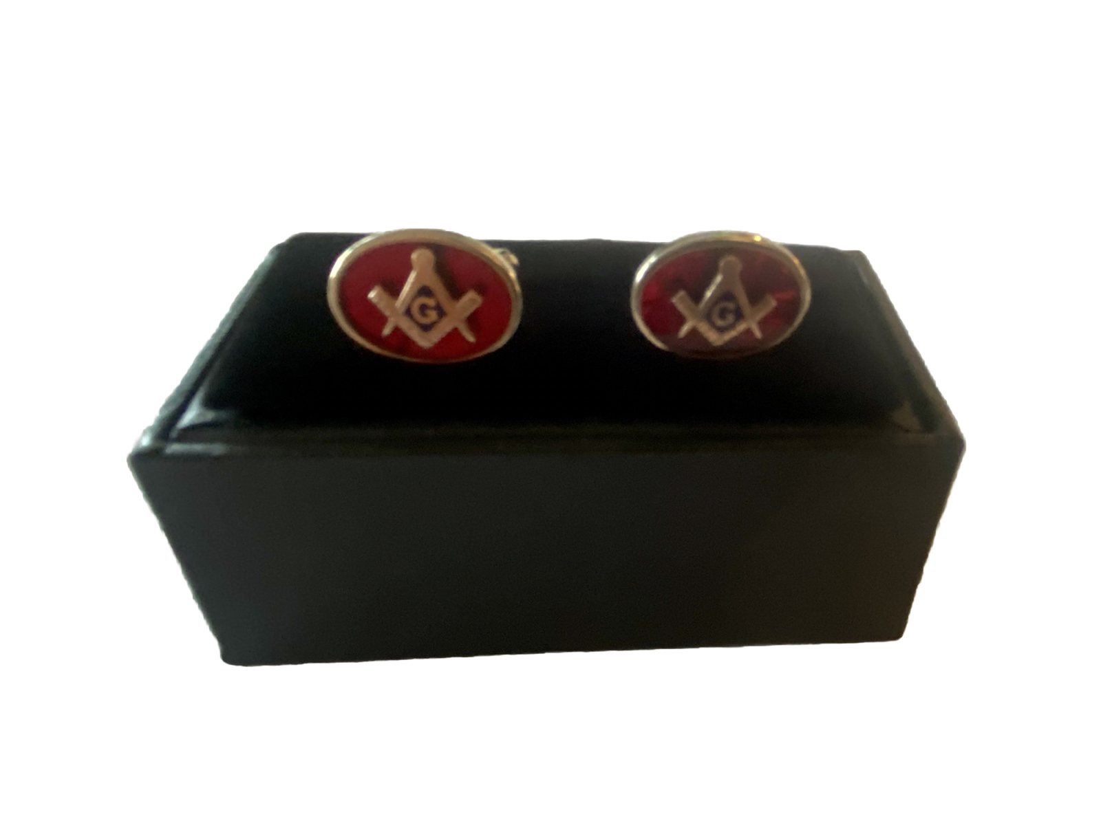 Vintage Anson Red Oval Masonic Bullet Back Cufflinks … - Gem