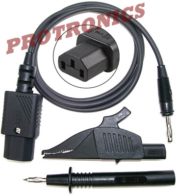 LEAD - IEC -C13 to ALLIGATOR CLIP & PROBE Earth Lead Test & Tag ...