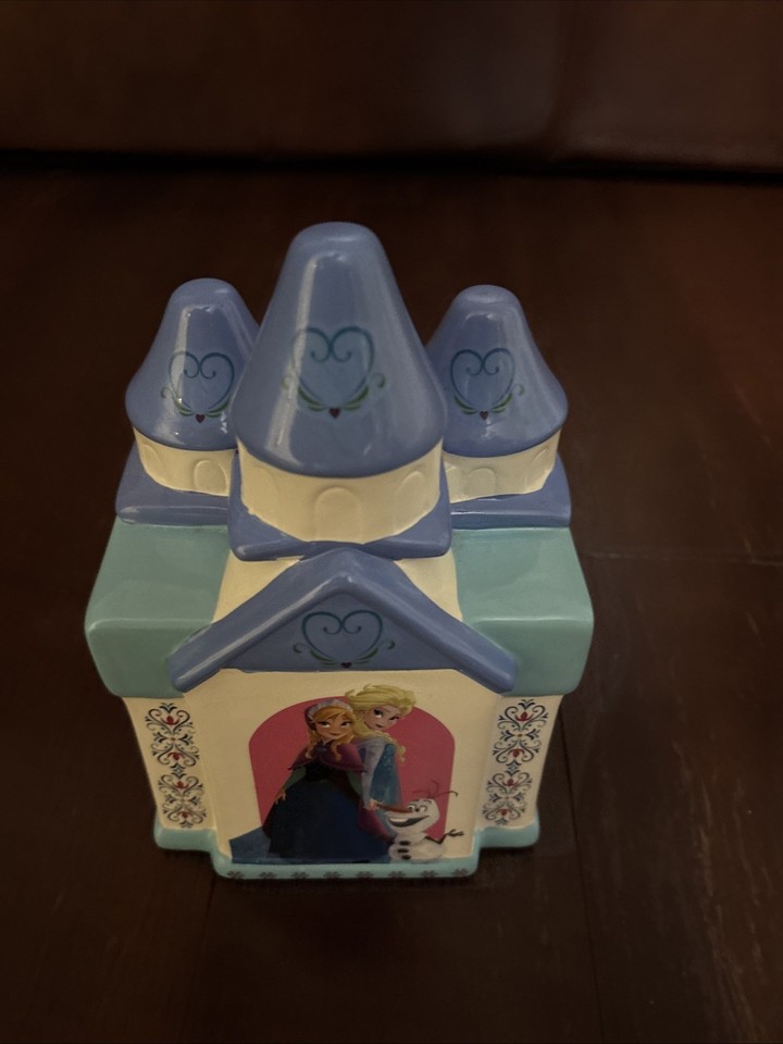 Disney Frozen Castle Piggy Bank Elsa Anna Olaf Ceramic Princess Coin ...