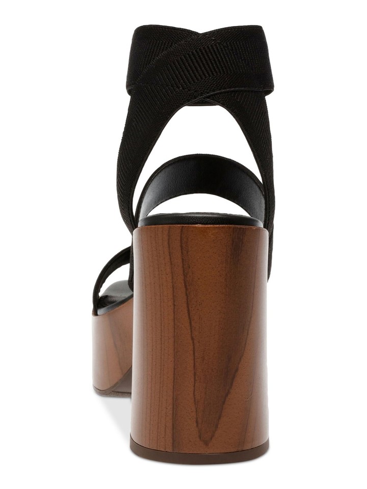 WILD PAIR Womens Black 1-1/2" Wood-Grain Platform Scarlitt Flare Sandal ...