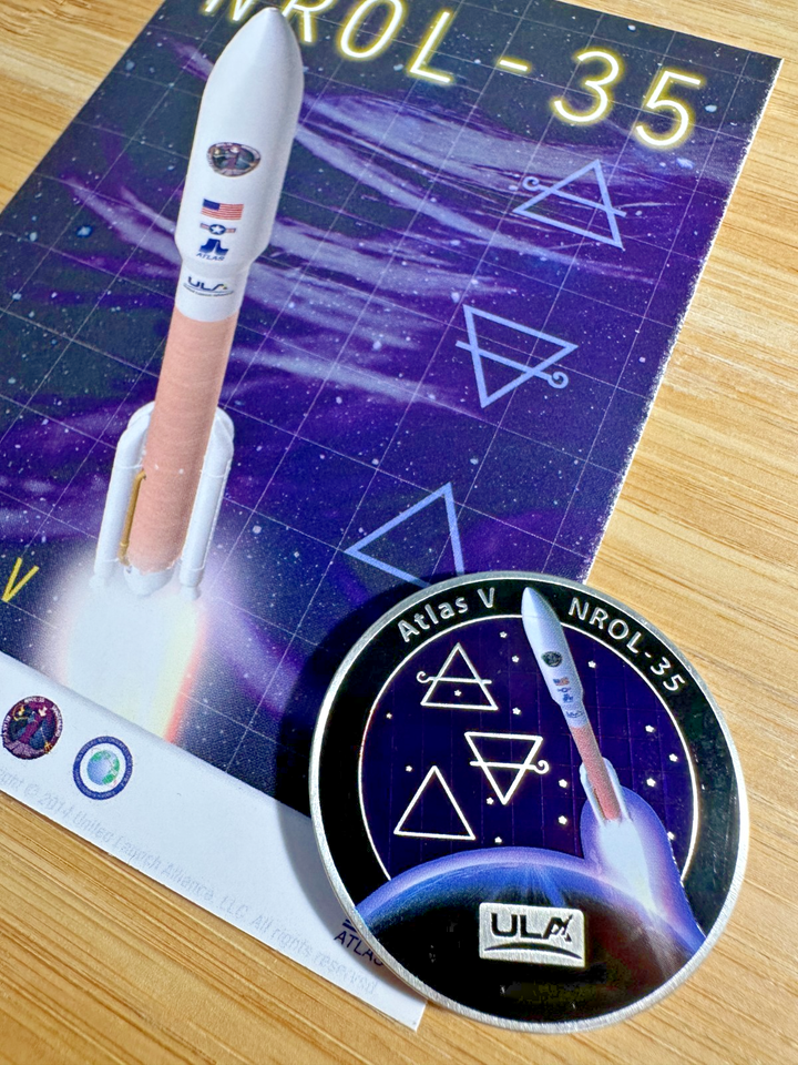 NROL-35 Atlas V Launch Challenge Coin & Sticker ULA US Natl Recon 2014 ...