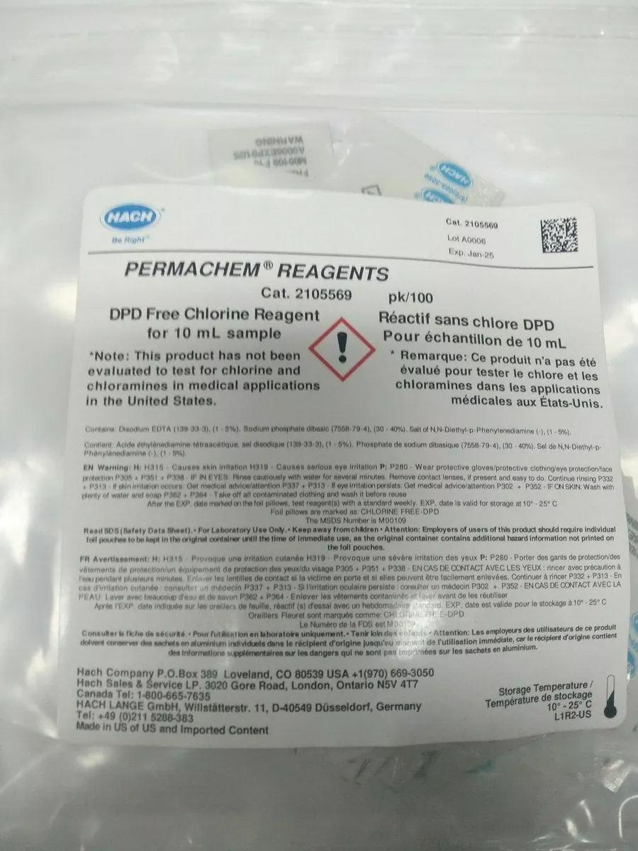 Hach DPD Free Chlorine Reagent For ML Sample, Powder, 57% OFF Hach DPD Free Chlorine Reagent For ML Sample, Powder, 57% OFF