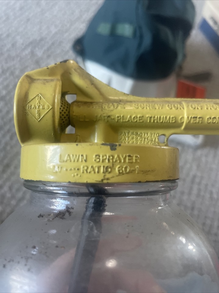 Vintage Ortho Lawn Sprayer Glass Jar Yellow Metal Lid | eBay