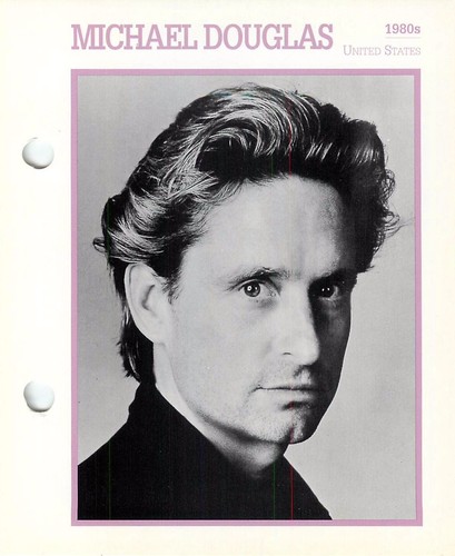 Michael Douglas 1980s Actor Movie Star Card Photo Front Biography on ...