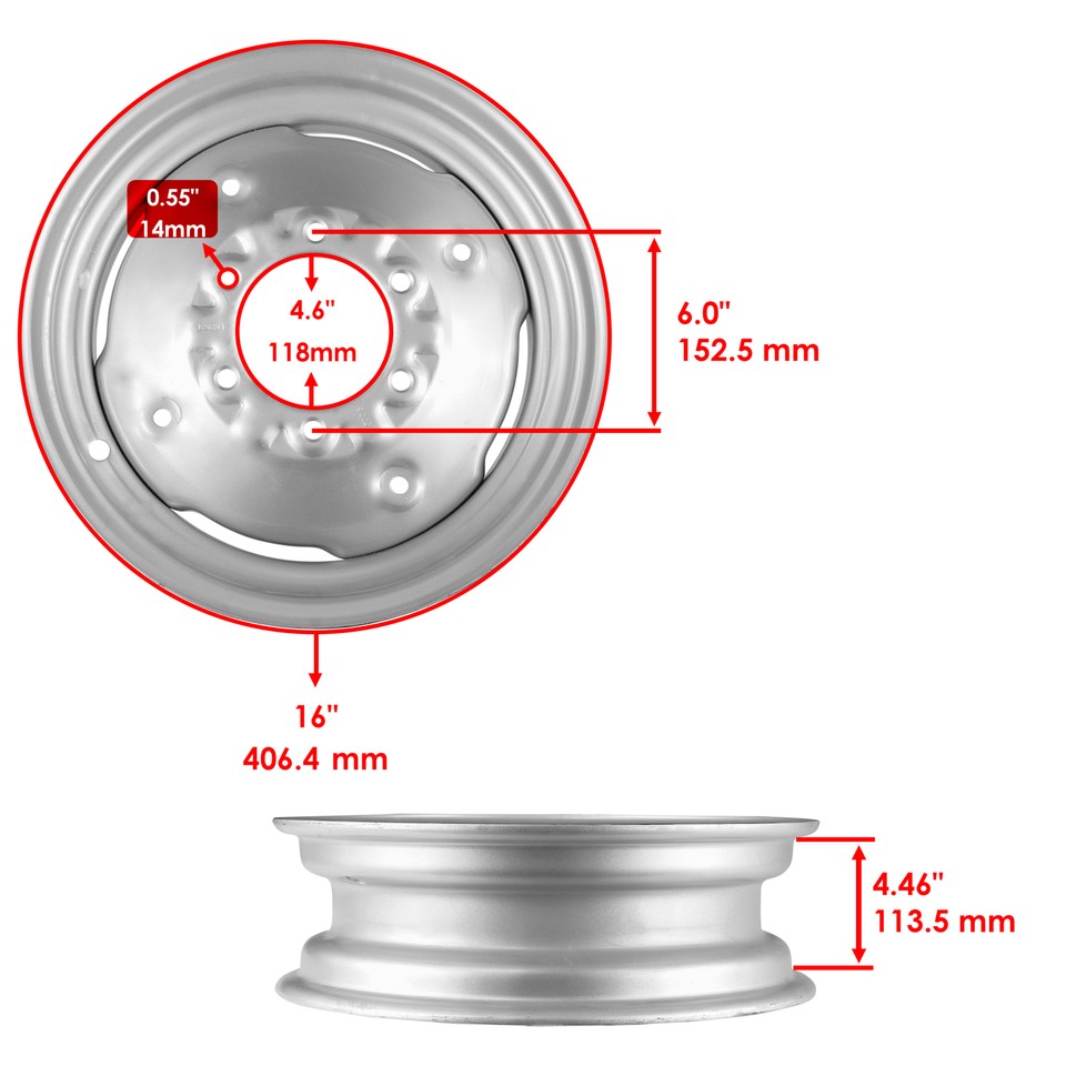 Caltric Front Axle Rim For Ford 700 3000 8N 600 800 NAA Tractor 4.5x16 ...