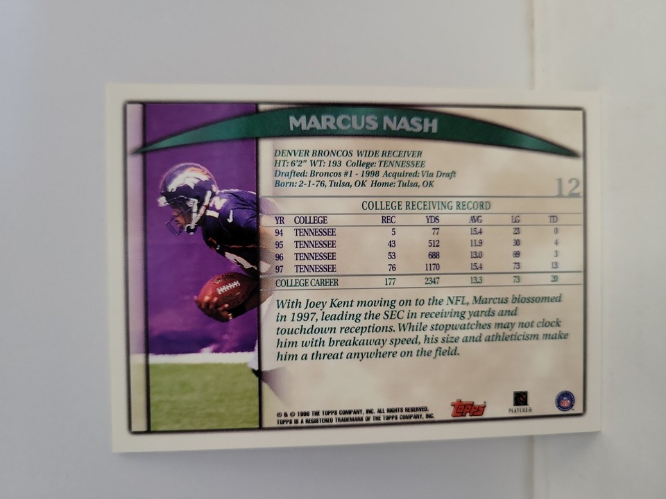 Marcus Nash 1998 Topps Season Opener Draft Picks #12 NM-M | eBay