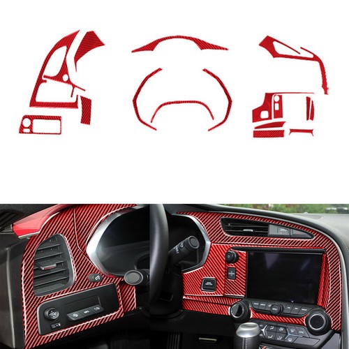 16Pcs Red Carbon Fiber Dashboard Full Set Cover For Chevrolet Corvette ...