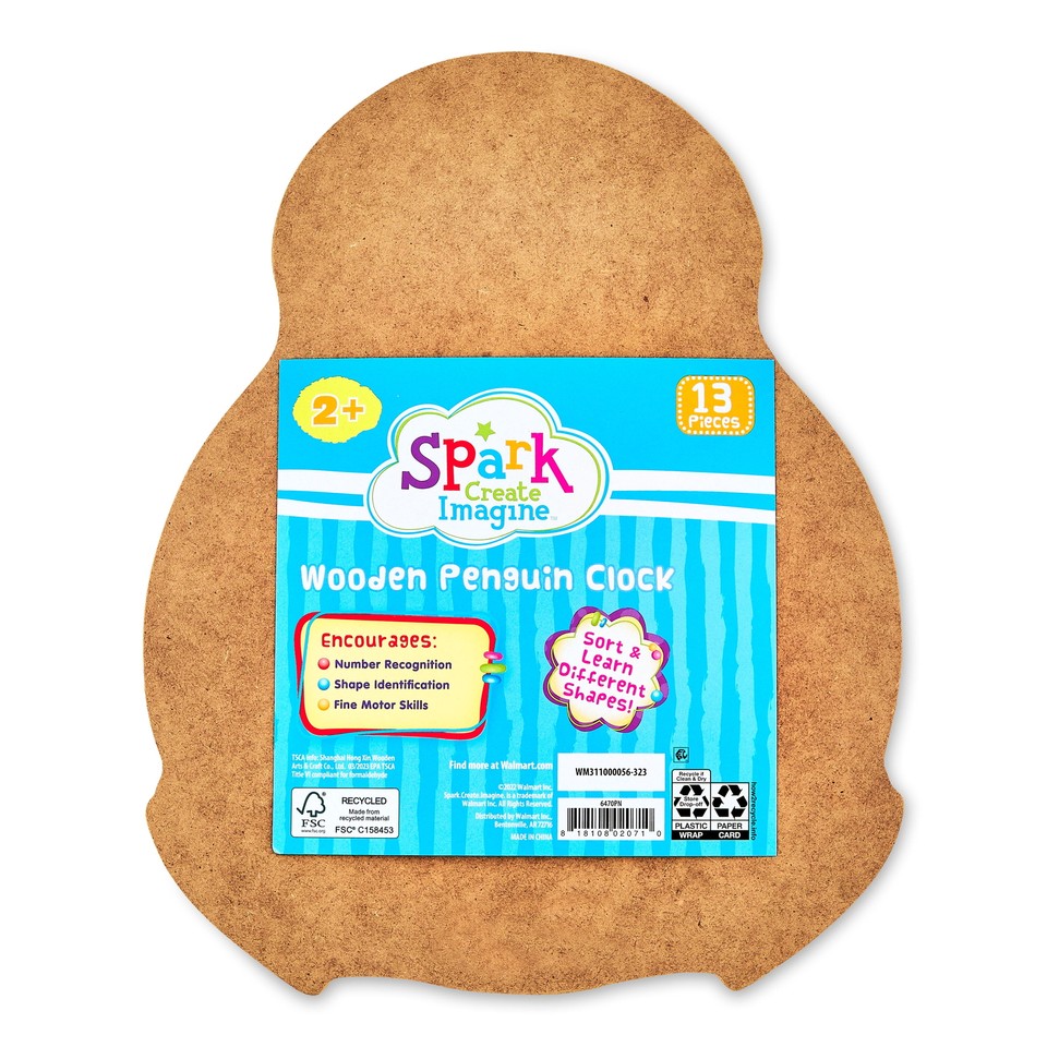 Spark Create Imagine Wooden Penguin Clock Puzzle, Baby Toys (13 Pieces ...