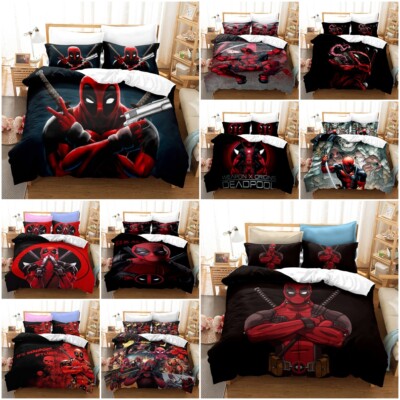 3D Marvel Deadpool Quilt Duvet Cover Pillowcase Bedding Set Single ...