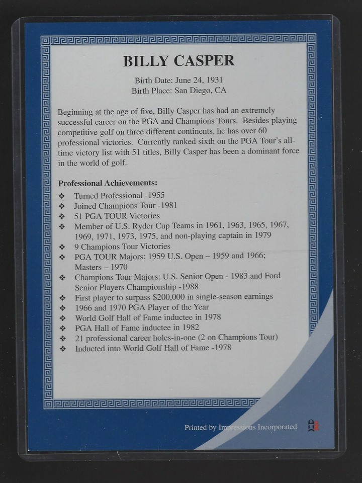 Billy Casper Golf Signed Auto 5x7 Photo PSA/DNA Certified Autograph | eBay