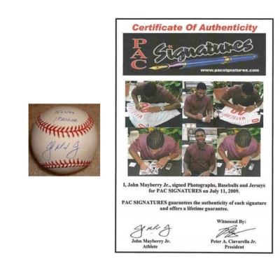 JOHN MAYBERRY JR SIGNED BASEBALL PHILADELPHIA PHILLIES 1ST MLB HR 5-23 ...