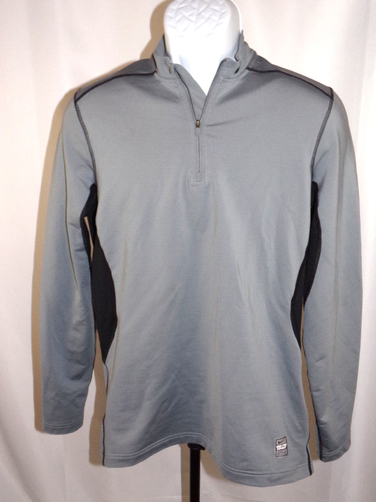 NIKE Dri Fit Hyperwarm Mens Medium 1/4 Zip Gray Long … - Gem