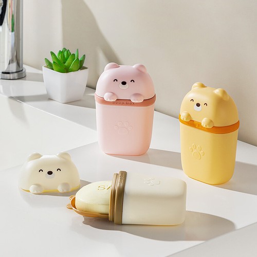 Cute Cartoon Soap Box With Bow For Travel Bathroom Soap Dishes Portable ...