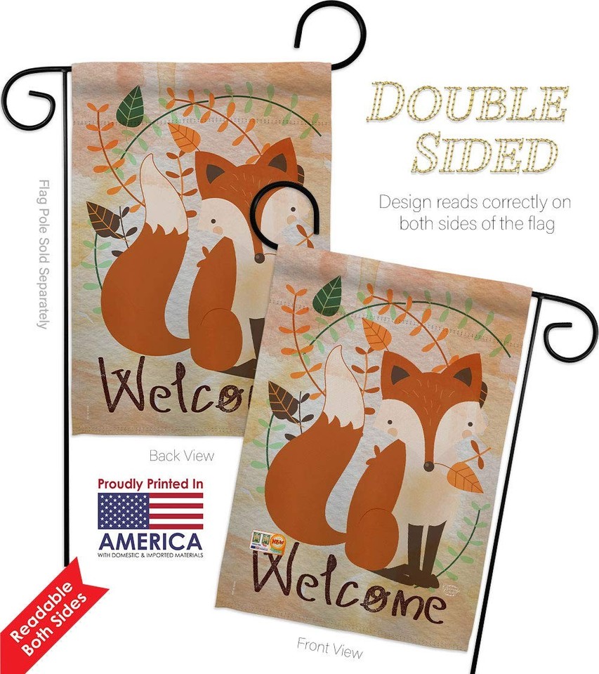 Welcome Fox Garden Flag Set Wildlife Animal Yard Banner Gift Double ...