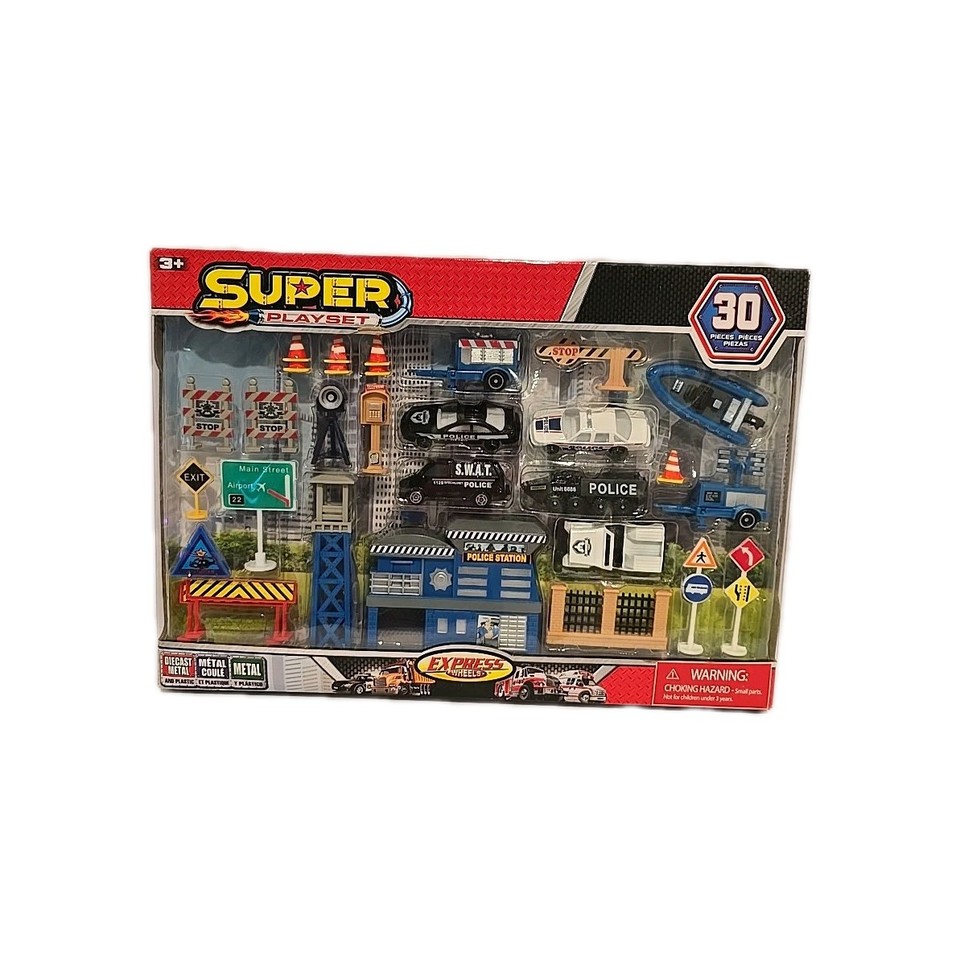 NEW Express Wheels Super Play Set Emergency Vehicle's 30pc Toy Set For ...