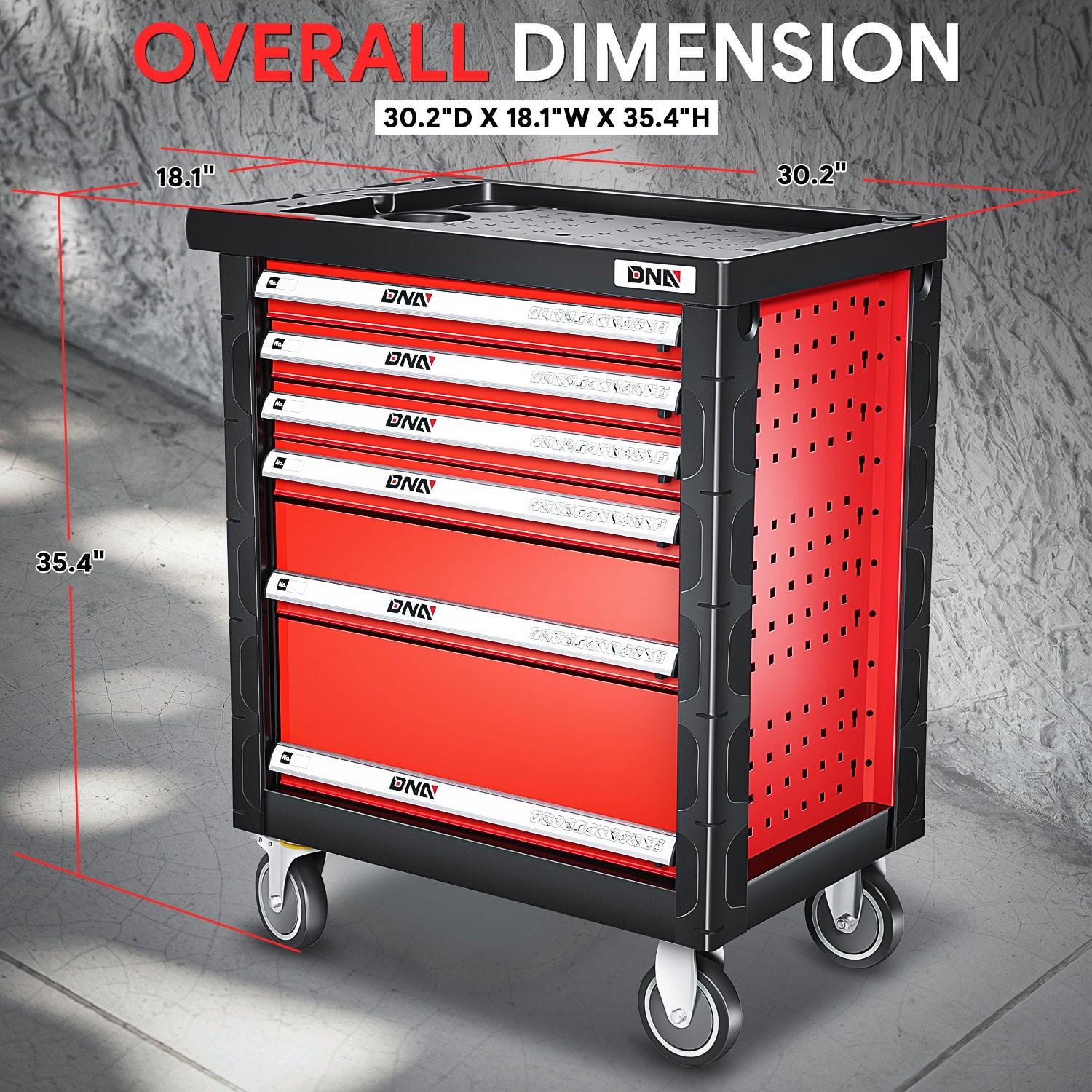 Rolling Tool Cart 6-Drawer with Lock Mechanic Toolbox Storage Tool ...