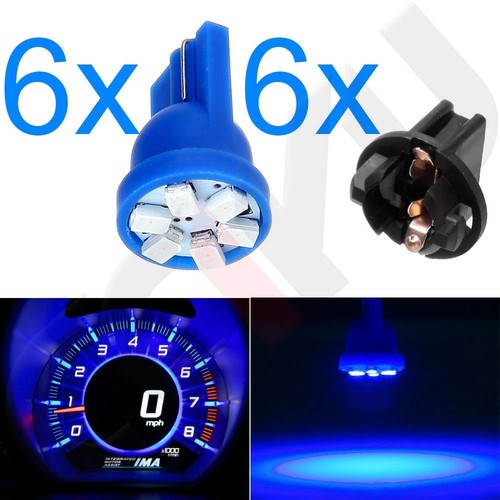 6x Blue T10 194 LED Bulbs + 6x 1/2" Sockets Instrument Gauge Cluster ...