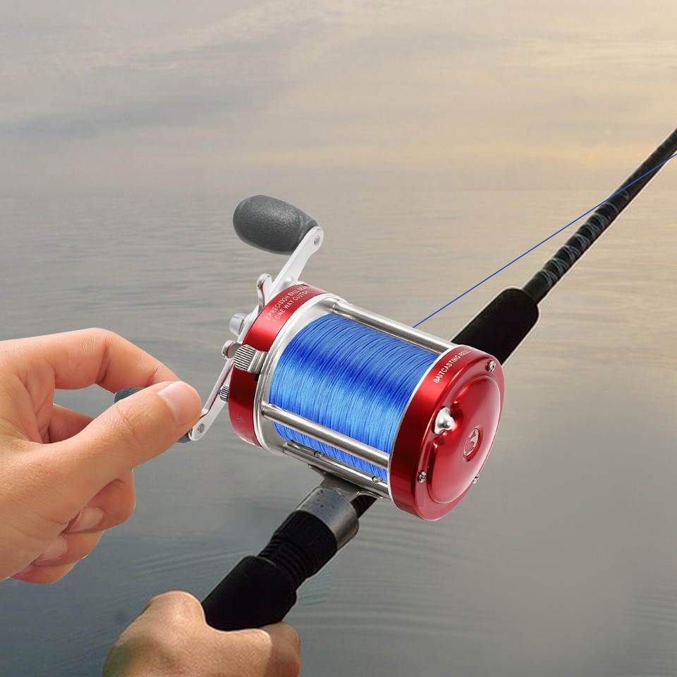 2BB+1RB Baitcasting Reel Round Left Hand Trolling Fishing Reel Red ...