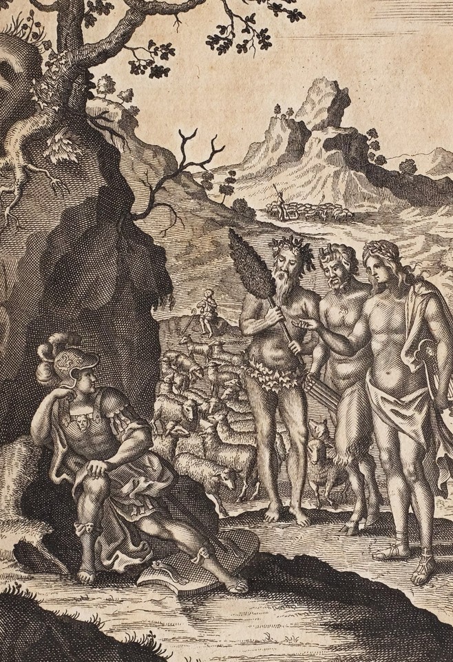 1709 VIRGIL GEORGICS PRINT Vander Gucht MYTHOLOGY GREEK FAUN HARP ...