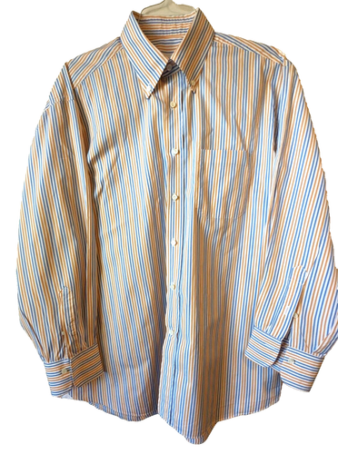 ANDREA FINAMORE NAPOLI ORANGE WHITE BLUE STRIPE COTTON MADE IN ITALY 17 ...