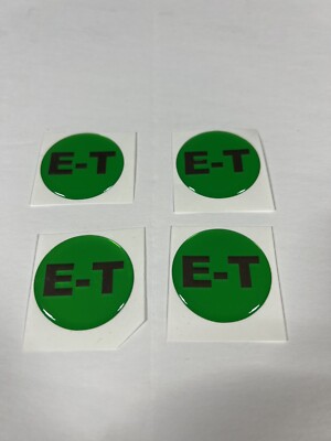 4 EMBLEMS STICKERS GREEN/CHROME ET WHEEL SIZE 1.5 Inch OR 38MM DIAMETER ...