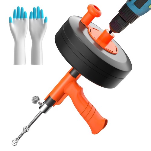 Drain Auger, Plumbing Snake With Drill Adapter, 35ft Heavy Duty ...