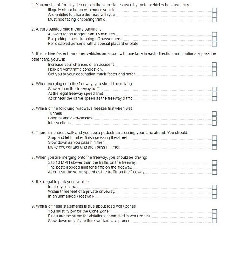 2025 CALIFORNIA DMV CLASS C OFFICIAL WRITTEN TESTS/ANSWERS (PAPER ...