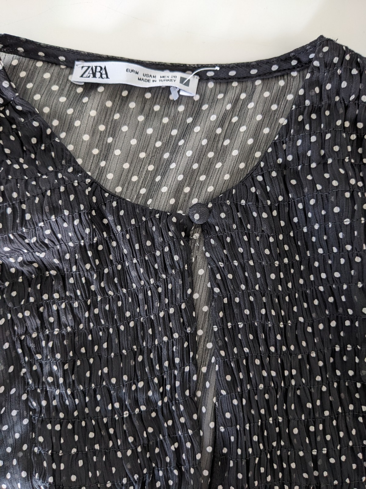 Zara Black And White Polka Dot Sheer Dress Flowy Mini … Gem