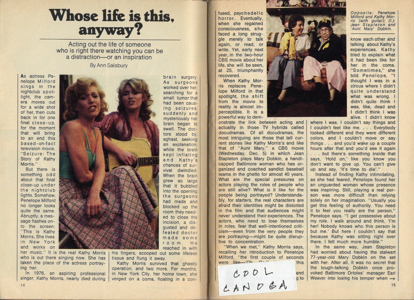 TV DRAMA ARTICLE ~ KATHY MORRIS AUNT MARY DOBKIN Jean Stapleton ...