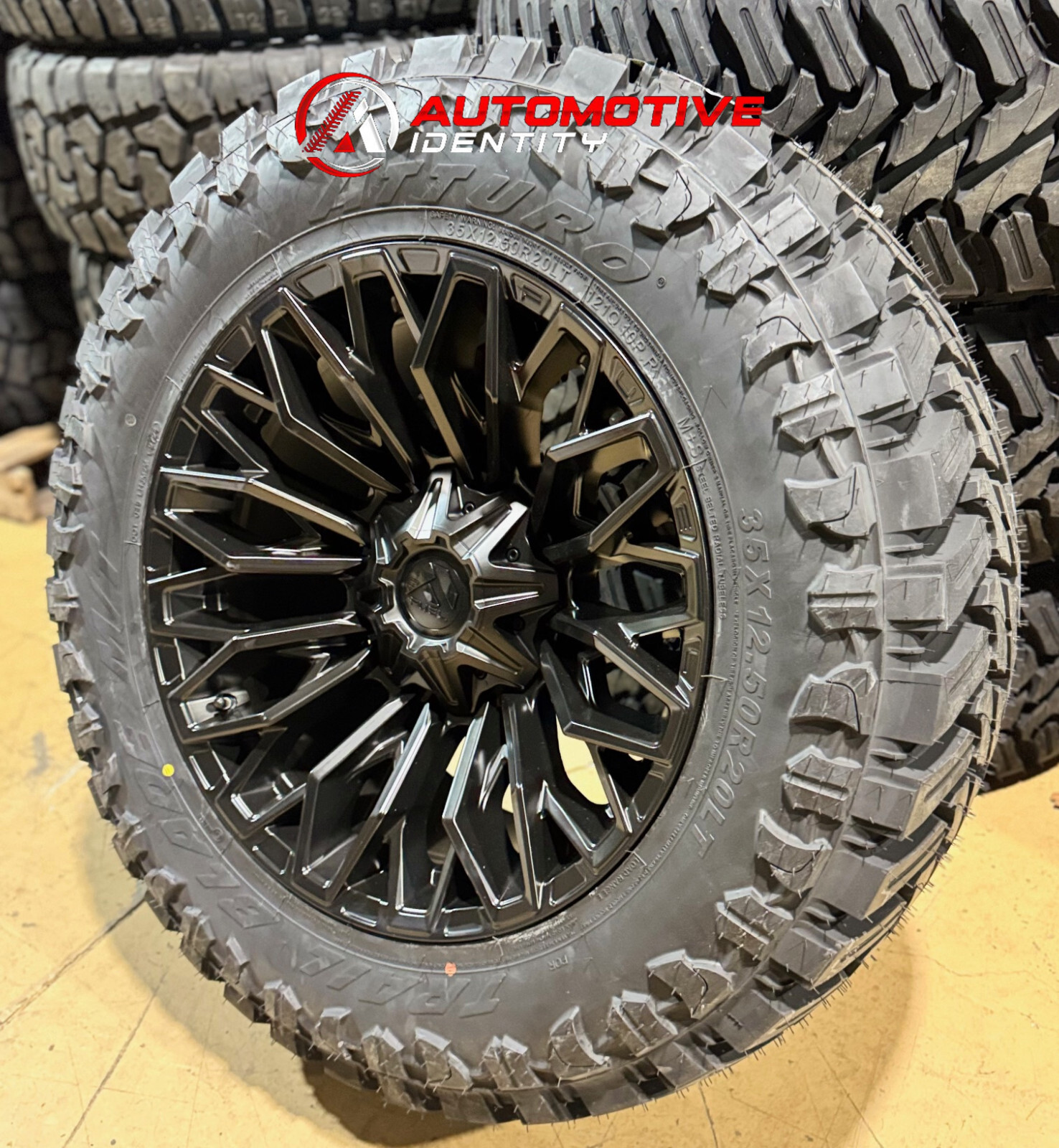5) 20x10 Fuel D865 Strike Black Wheels 35" MT Tires 5x5 Jeep Wrangler ...