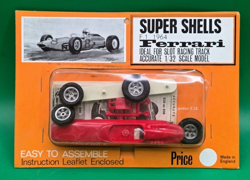 VINTAGE 1964 SUPER SHELLS RED FERRARI F1 INDY 1/32 SLOT CAR BODY KIT ...