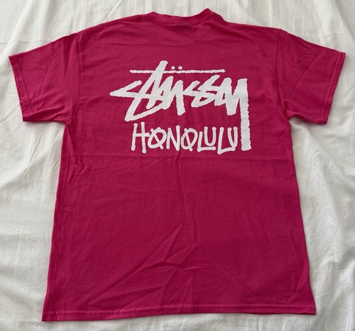 BRAND NEW Stussy Honolulu Chapter Store Tee Plumeria Pink Size LARGE ...