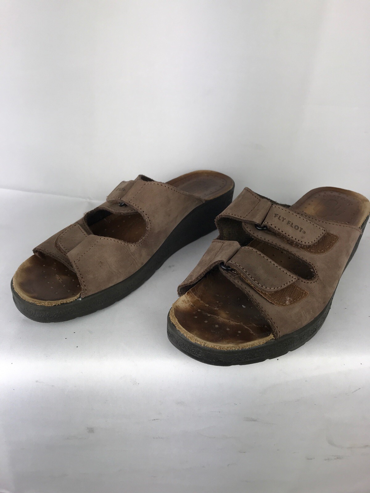 Fly Flot Anatomic Two Strap Brown Leather Sandals US … - Gem