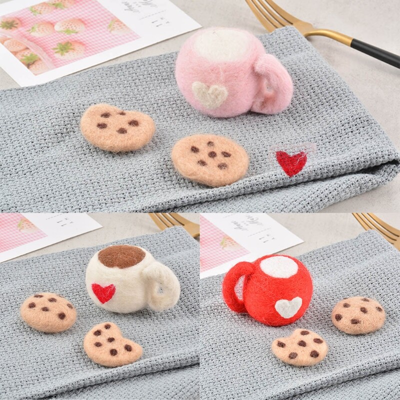 3Pcs DIY Baby Wool Felt Milk Cup+Cookies Decoration Photography | eBay
